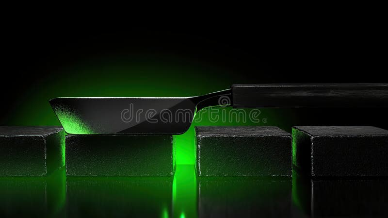 Razor Blade, Green Light, Black Blocks, Studio, Sharp Stock Image ...