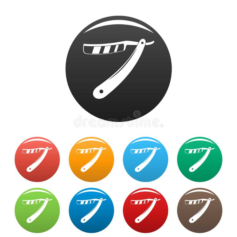 Razor Blade Icons Set Color Stock Vector - Illustration of beard, hair ...