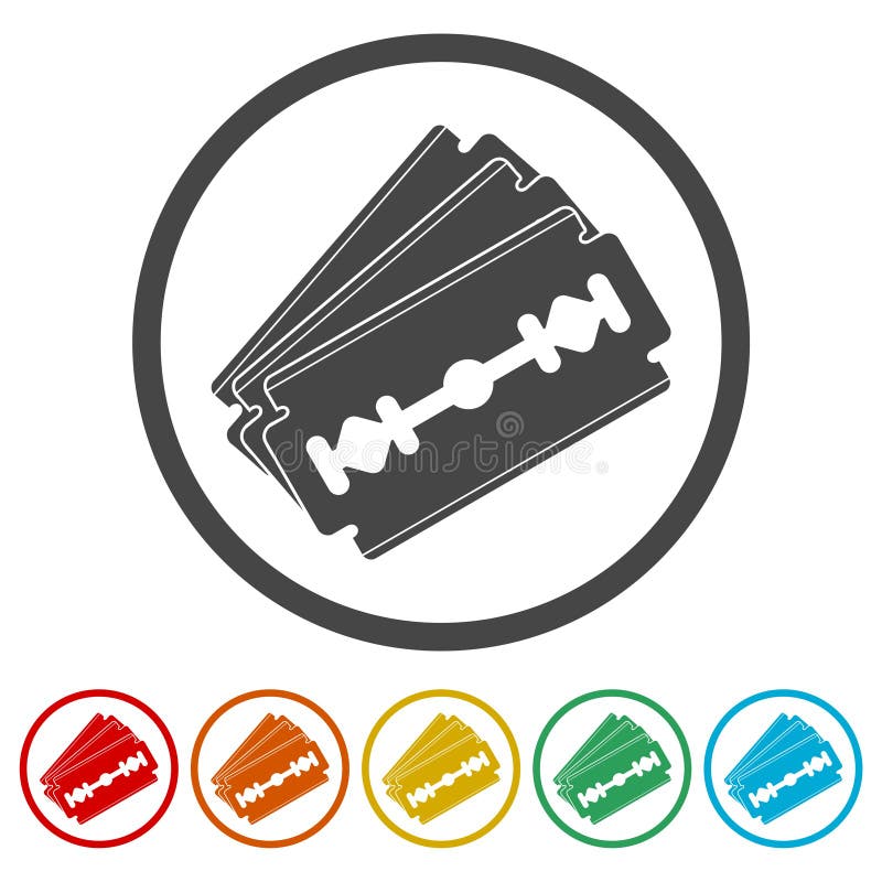 Razor blade icons set stock vector. Illustration of blue - 140604690