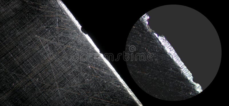 Cold Steel Razor Blade Microscope Microscopic Scratched Steel Surface ...