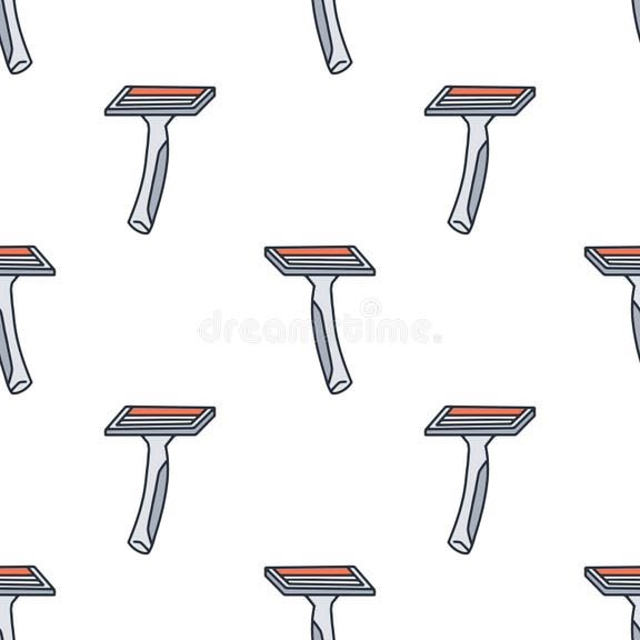 Razor Cartoon Seamless Pattern, Vector. Stock Vector - Illustration of ...