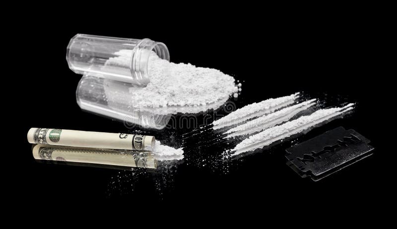 Cocaine Lines On Mirror With Razor Blade Drugs Stock Image - Image of ...