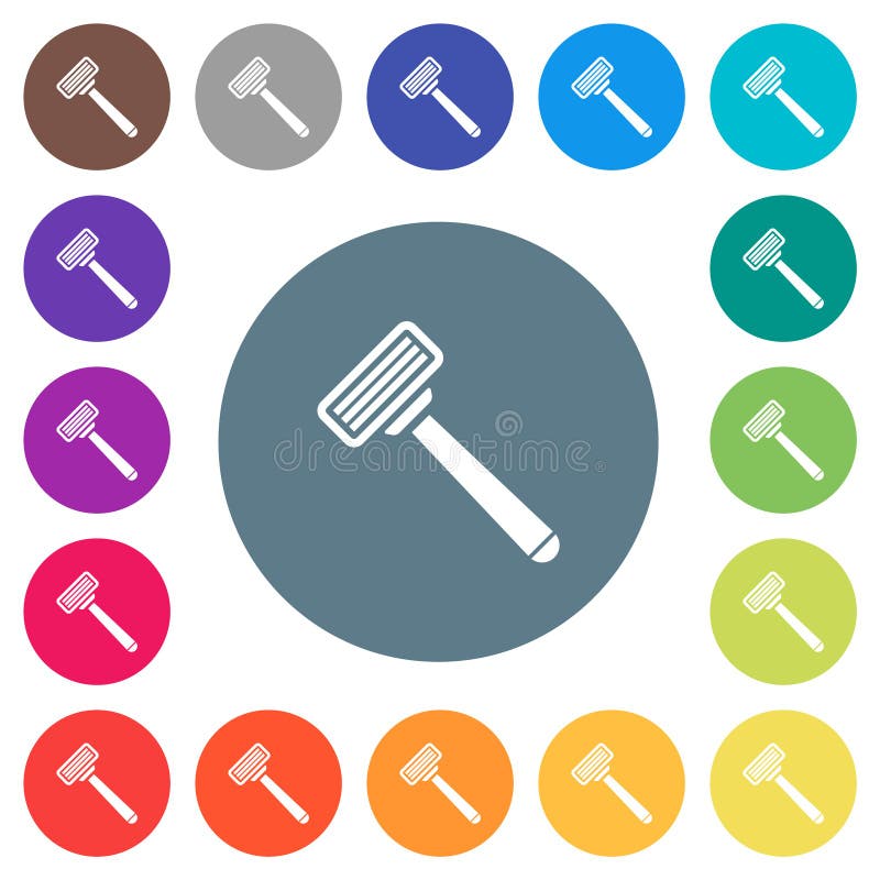 Razor Flat White Icons on Round Color Backgrounds Stock Vector ...