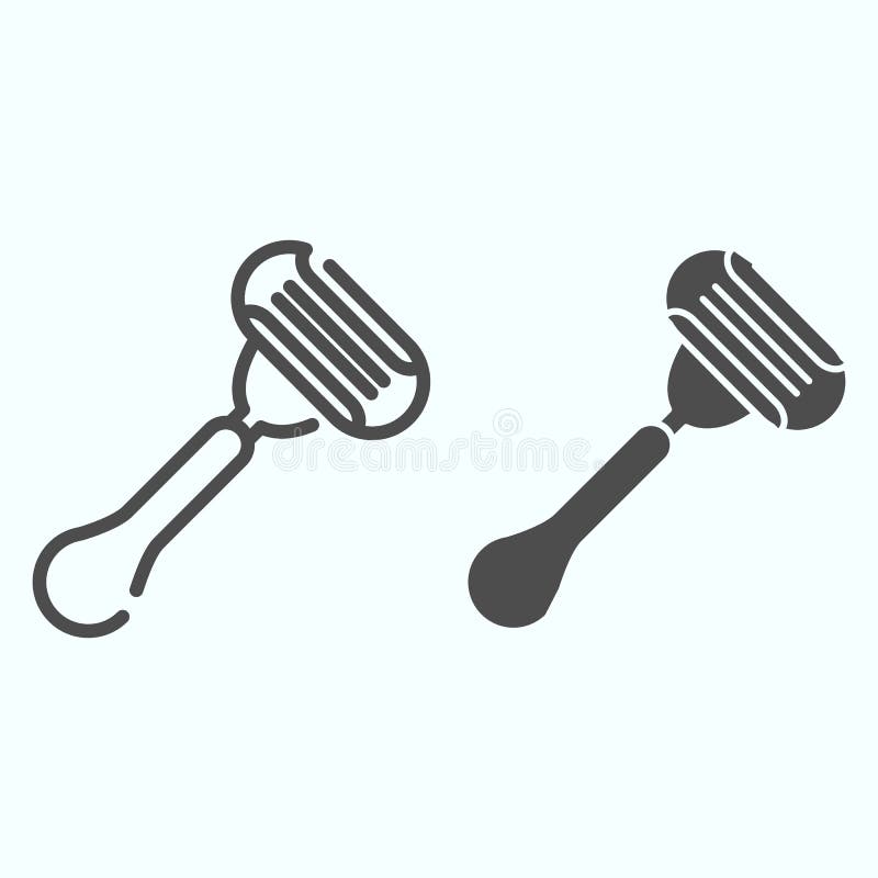 Man and Razor Line and Glyph Icon. Boy Shaving Vector Illustration ...