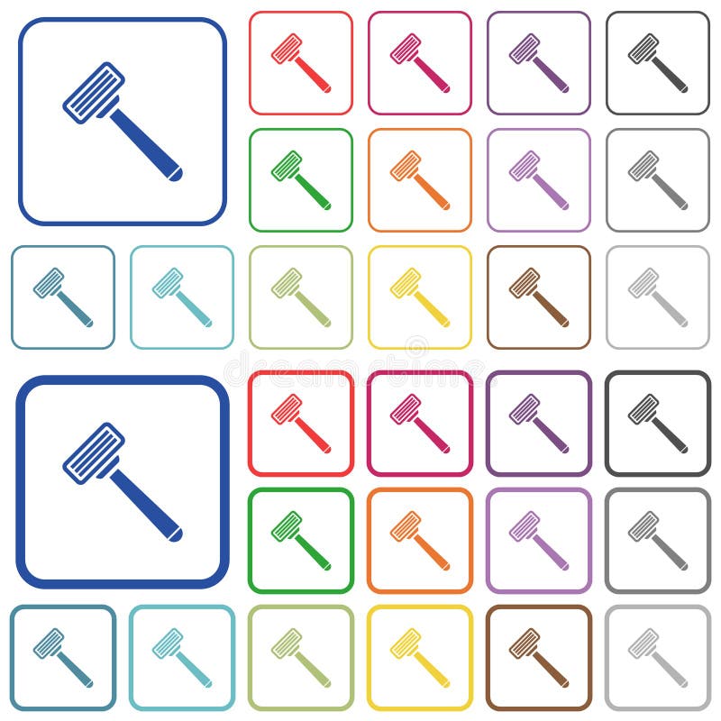 Razor Outlined Flat Color Icons Stock Vector - Illustration of sharp ...