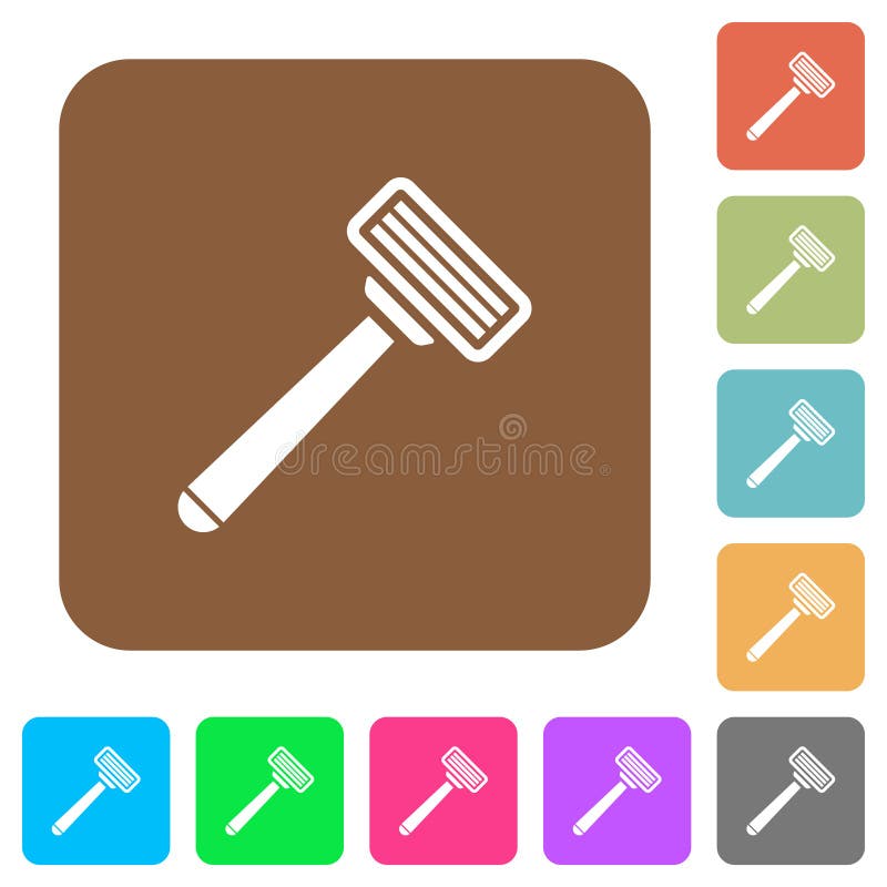 Razor Rounded Square Flat Icons Stock Vector - Illustration of handle ...