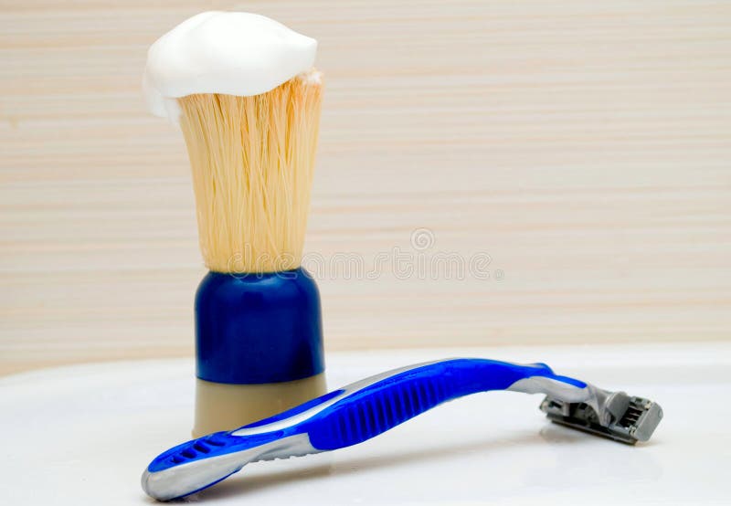 Razor and shaving brush stock image. Image of shiny, foam - 19827891