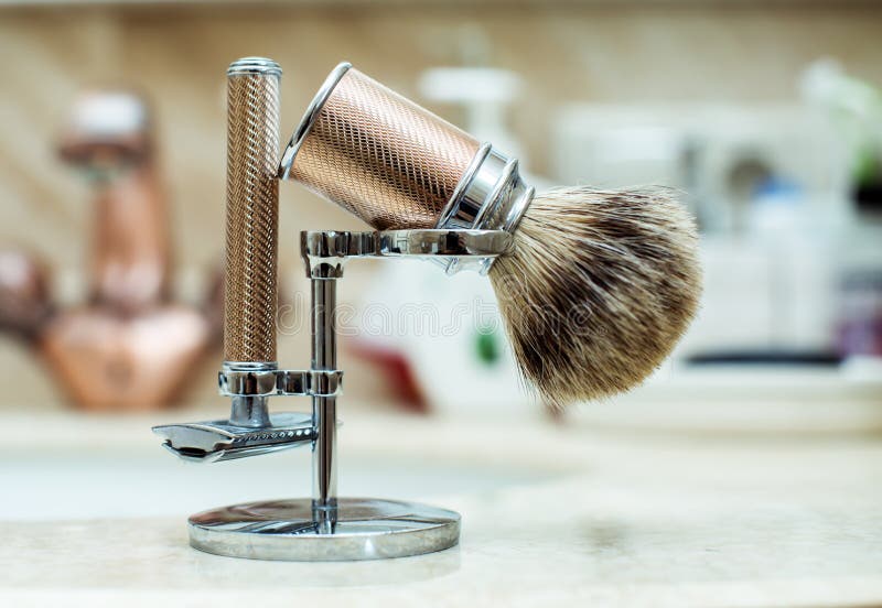 Razor and Shaving Brush stock photo. Image of objects - 86109062