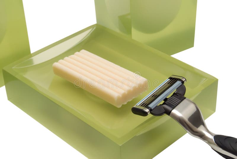 Razor And Soap On A White Background Picture. Image: 5254619