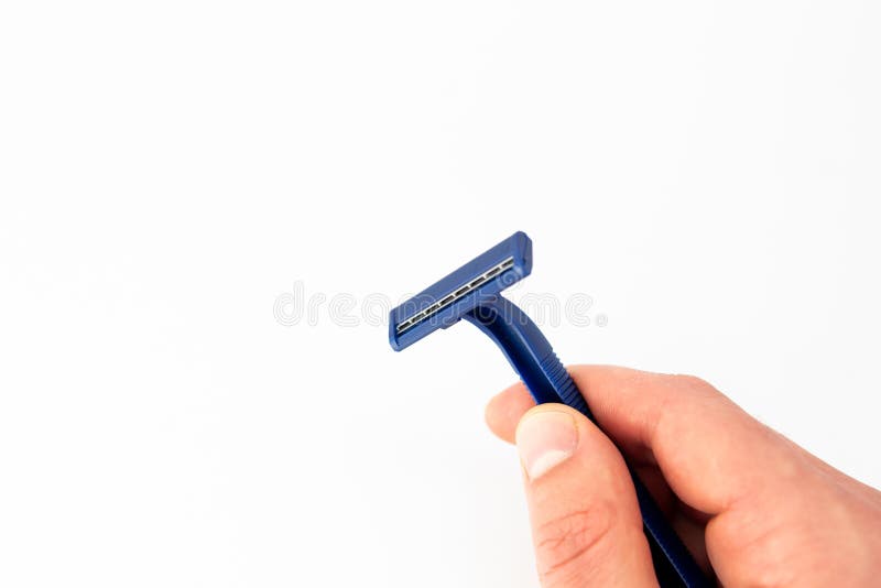 Razor on a White Background in Hand Stock Photo - Image of human, shape ...