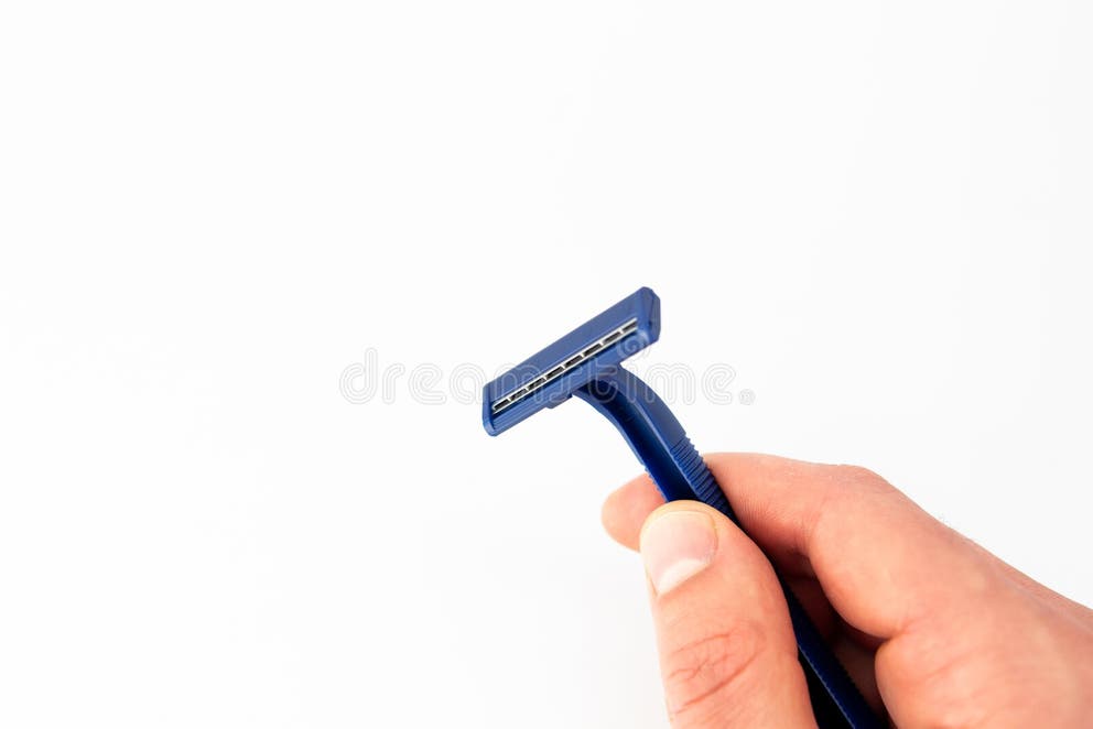 Razor on a White Background in Hand Stock Photo - Image of human, shape ...