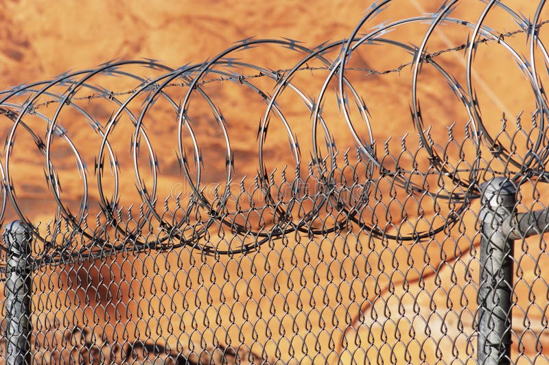 Razor wire fence. stock image. Image of avoid, california - 302627
