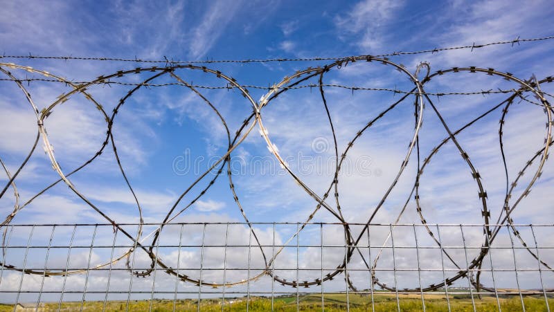 Razor Wire Security Fence stock image. Image of sharp - 54884095