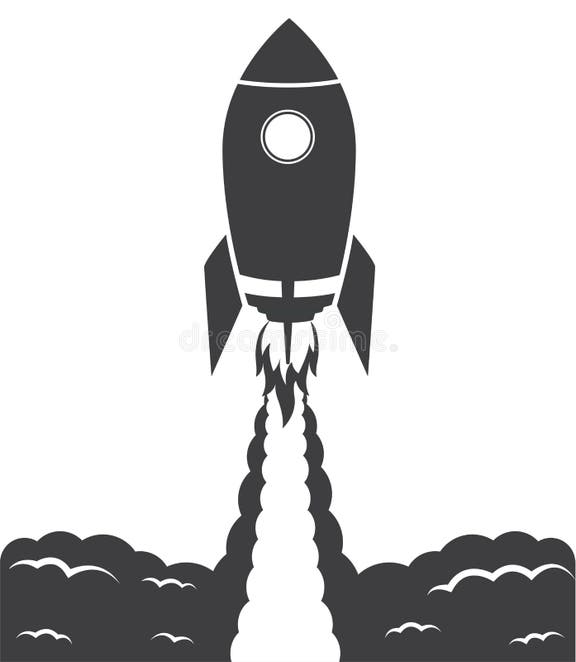 Razzo Cosmico Startup, in Bianco E Nero Illustrazione Vettoriale ...