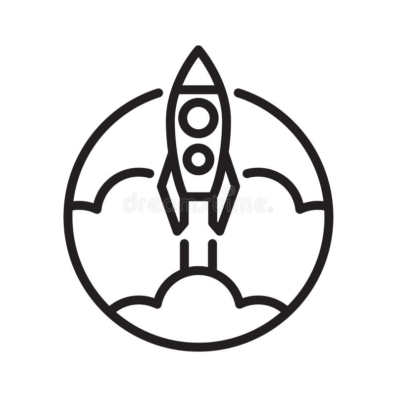 Nave Del Razzo Del Profilo Con Fuoco Isolato Su Bianco Linea Piana ...