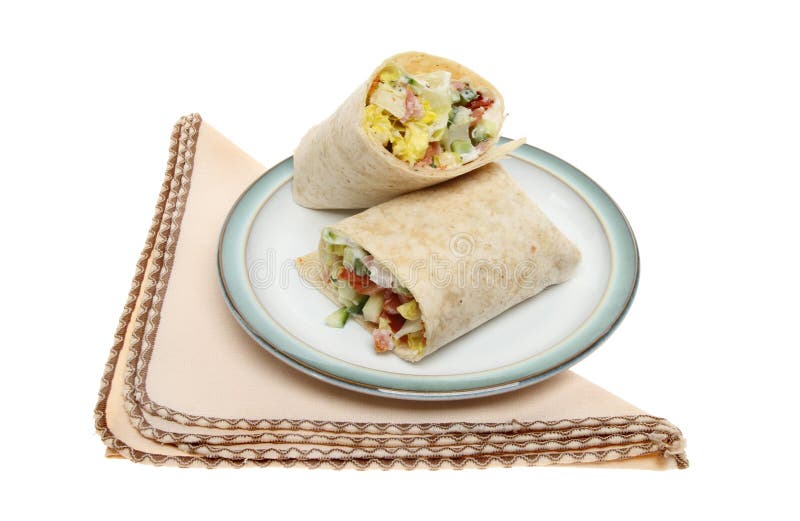 Bread wraps on a plate stock image. Image of lunch, salad - 30314785