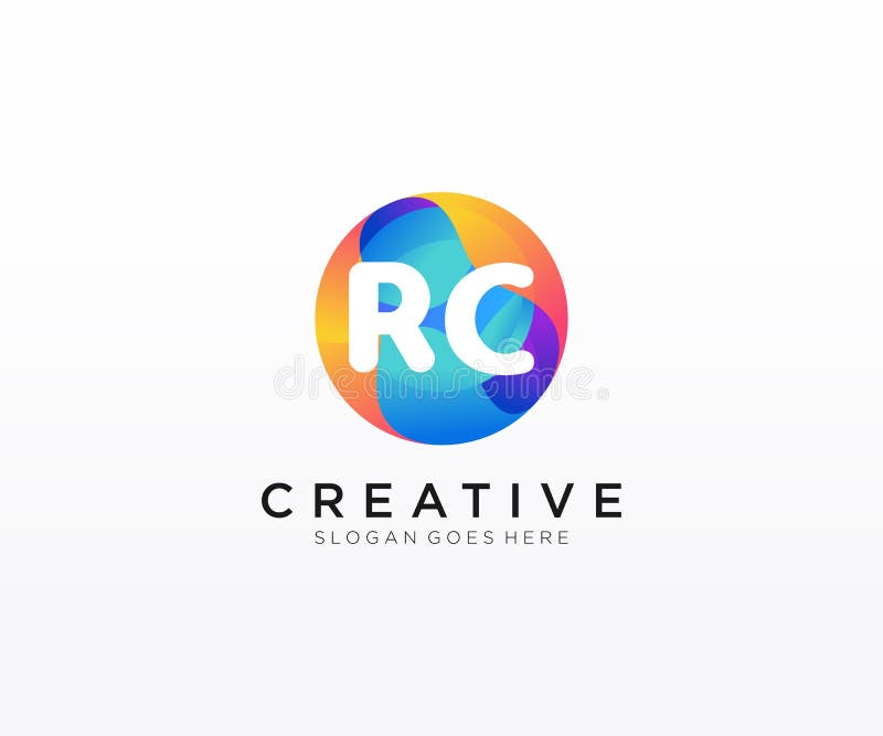 RC Initial Logo with Colorful Circle Template Vector Stock Vector ...