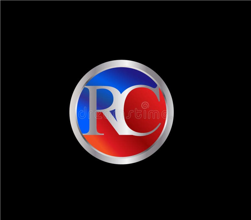 RC Initial Circle Shape Silver Red Blue Color Later Logo DesignC Stock ...