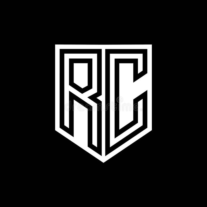 RC Logo Monogram Shield Geometric Black Line Inside White Shield Color ...