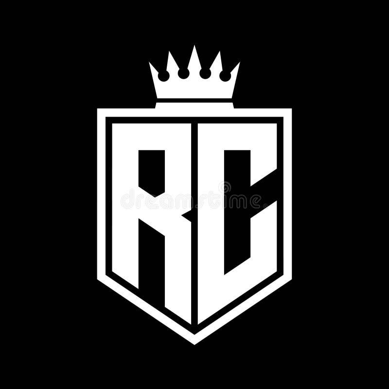 RC Logo Monogram Bold Shield Geometric Shape with Crown Outline Black ...