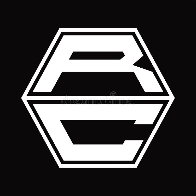 RC Logo Monogram with Hexagon Shape Up and Down Design Template Stock ...