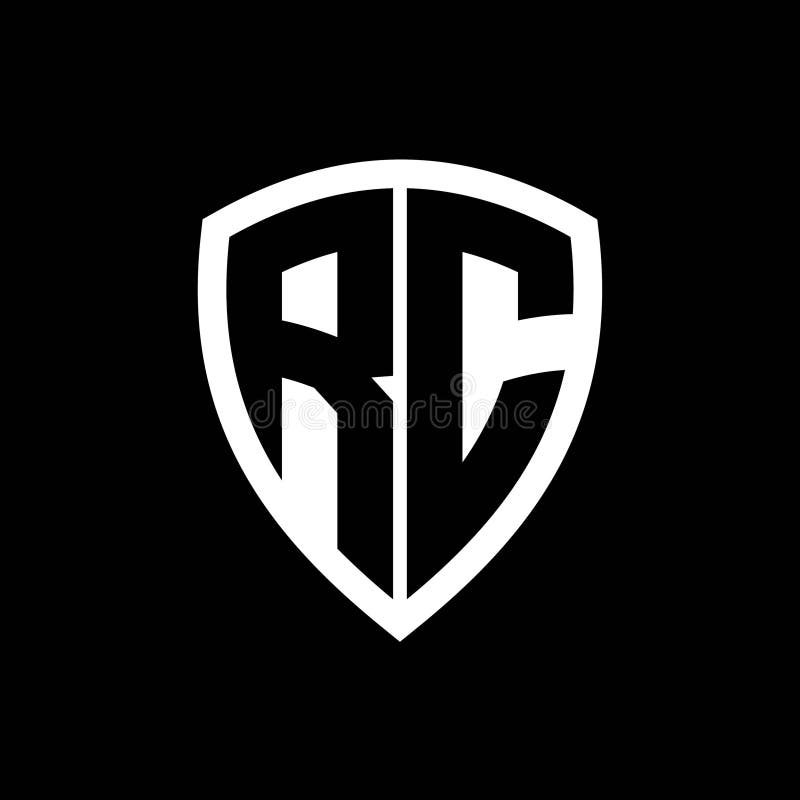 RC Monogram Logo with Bold Letters Shield Shape with Black and White ...