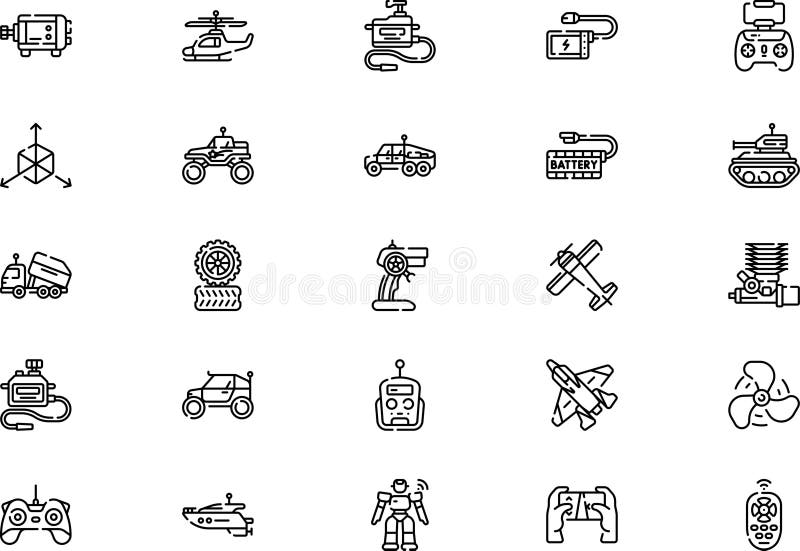 Rc Toys Icons Collection is a Vector Illustration with Editable Stroke ...
