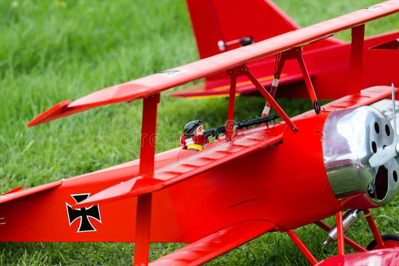 RC triplane, A red remote controlled german triplane of the first world