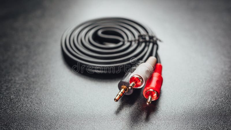 RCA mini jack audio cable stock image. Image of sound - 127803541