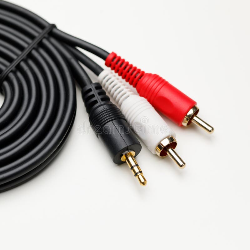 RCA mini jack audio cable stock photo. Image of audio - 127292100