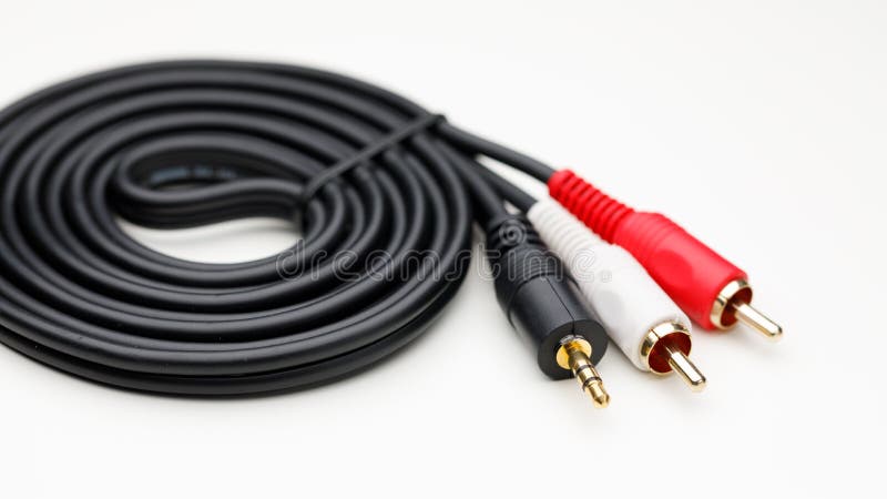 RCA mini jack audio cable stock photo. Image of technology - 127803658