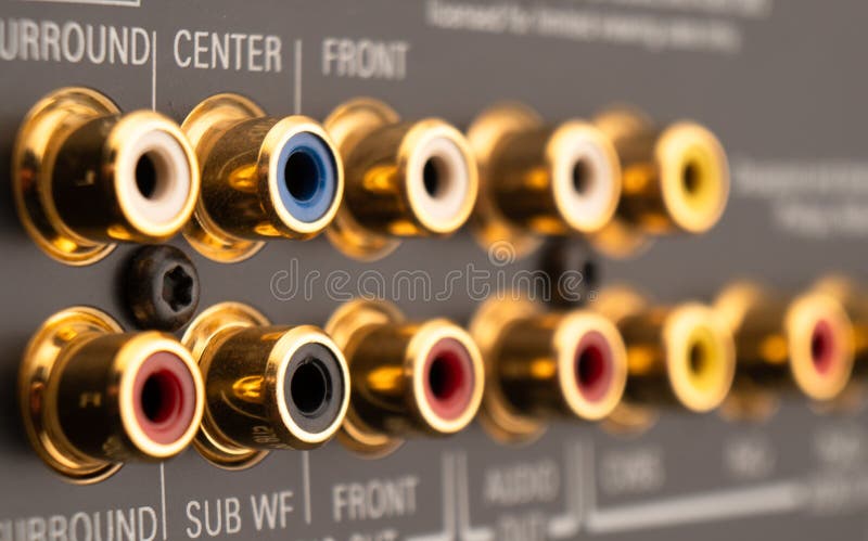 Rca Sockets Audio Surround Receiver Amplifier Output Connectors Stock ...