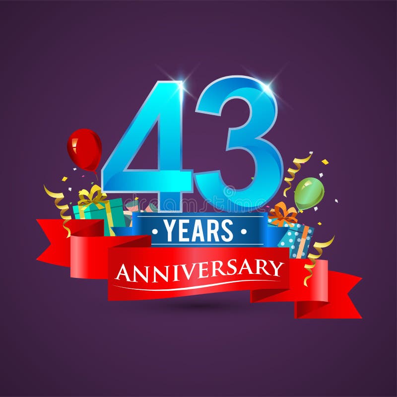 43rd Anniversary Design, Luxurious Golden Color 43 Years Anniversary ...