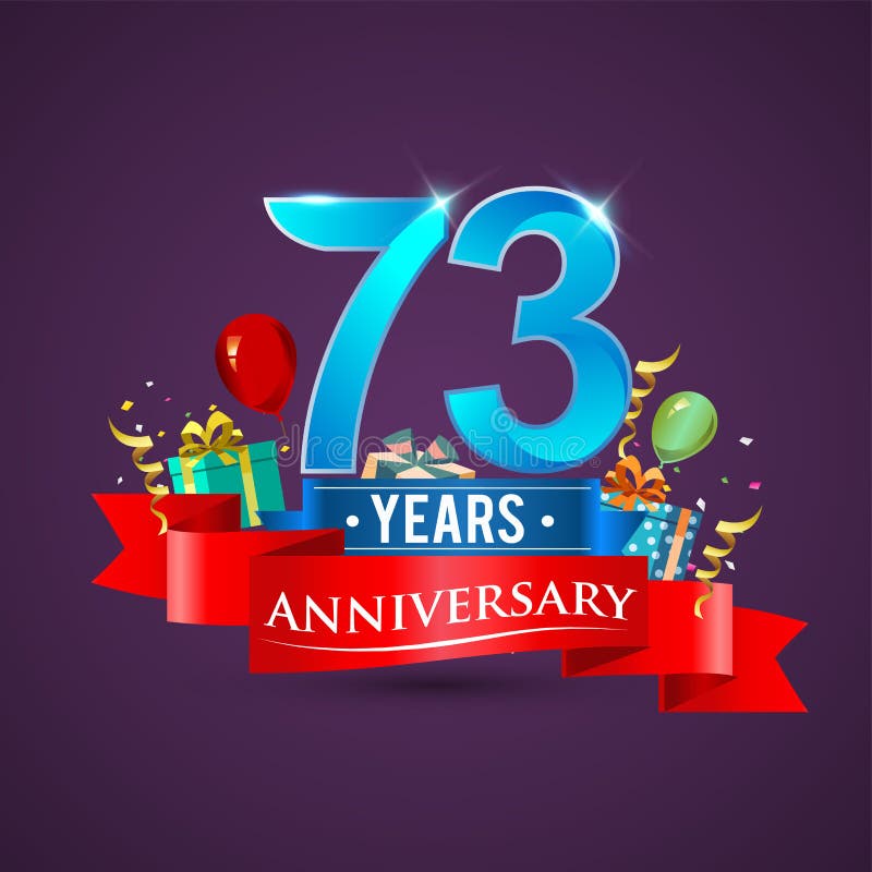 73rd Anniversary Celebration Logo, with Gift Box and Balloons, Red ...