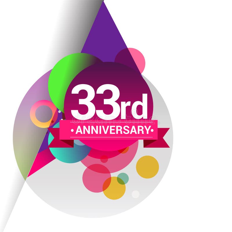 33rd Anniversary Logo with Colorful Geometric Background, Vector Design ...