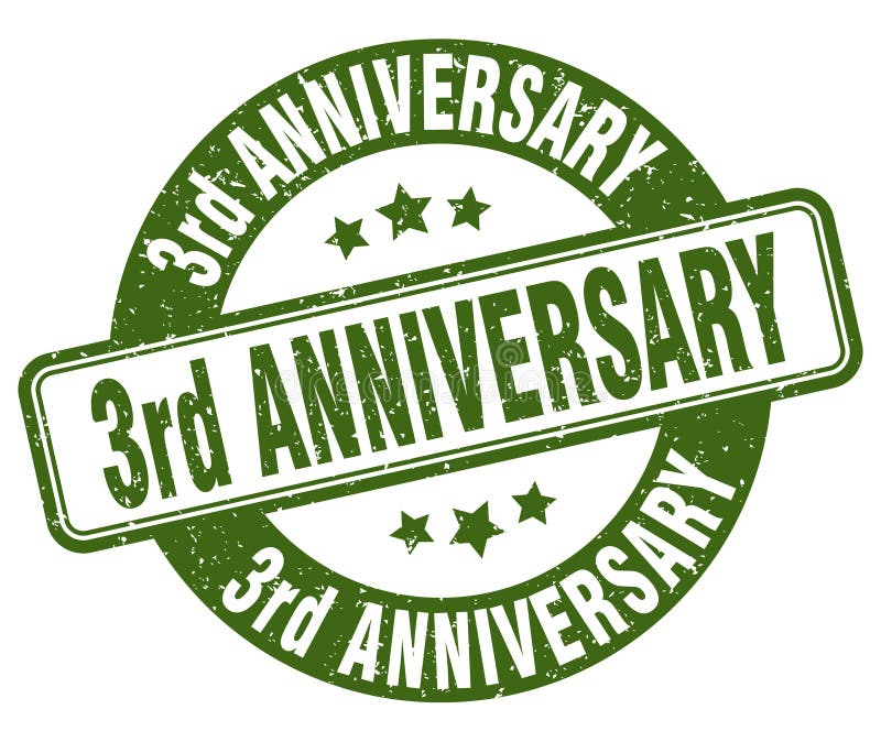 3rd Anniversary Stamp. 3rd Anniversary Label. Round Grunge Sign Stock ...