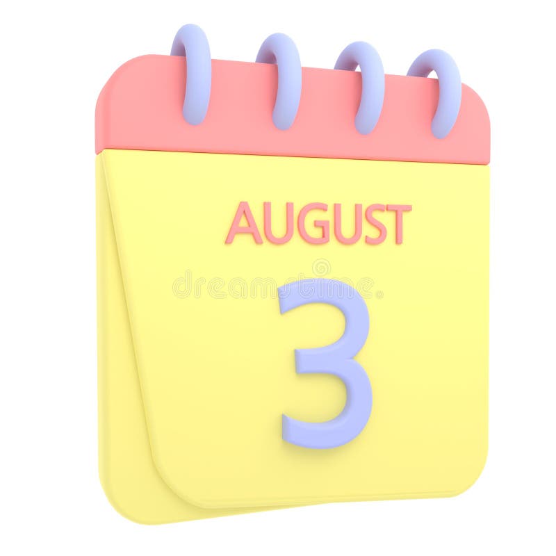 3rd August 3D Calendar Icon Stock Illustration - Illustration of icon ...