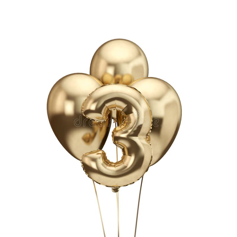 3rd Birthday Gold Foil Bunch of Balloons. Happy Birthday Stock ...