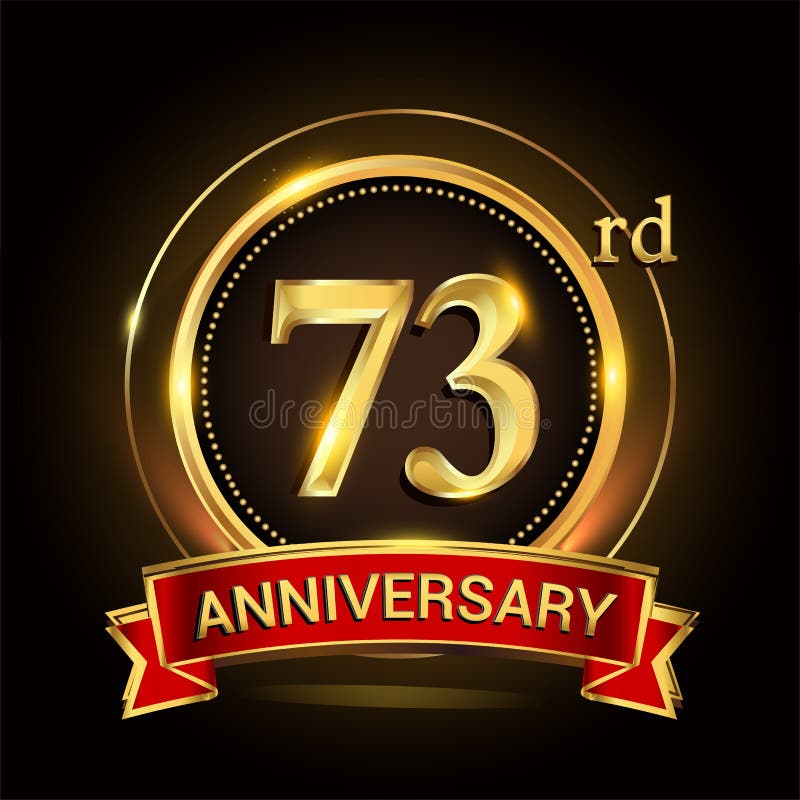 73rd Birthday Logo with Silver Ring and Blue Ribbon, Vector Design ...