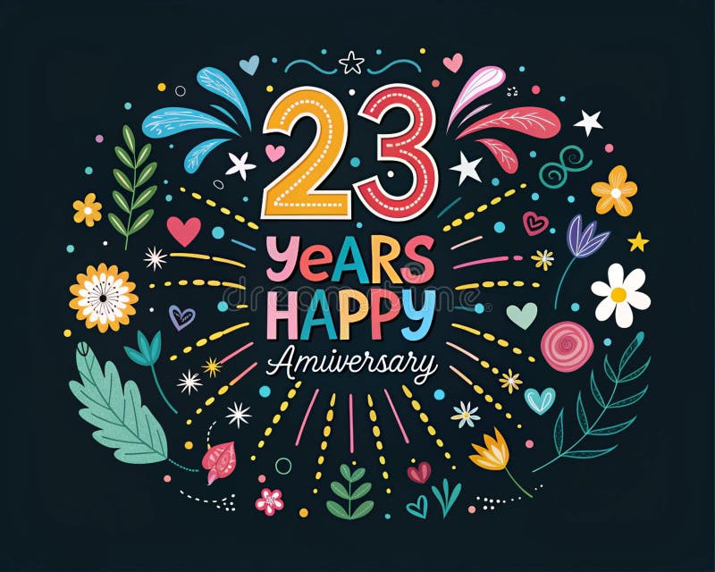 23rd Happy Anniversary Celebration Card Stock Illustration ...