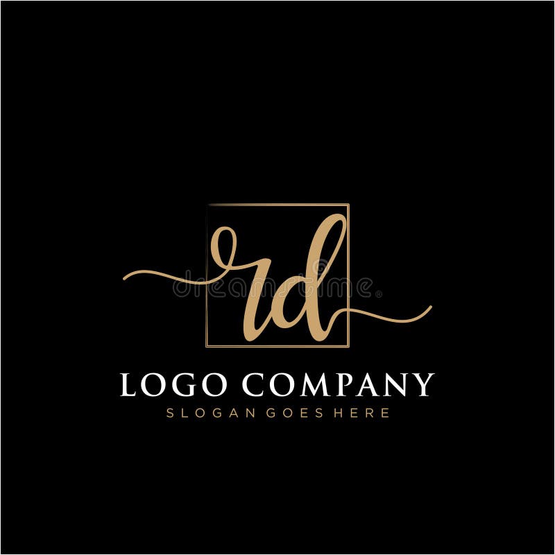 RD Initial Handwriting Logo with Rectangle Template Vector Stock Vector ...