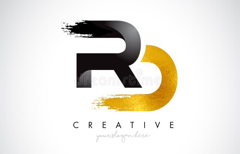 RD Letter Design with Brush Stroke and Modern 3D Look Stock Vector ...