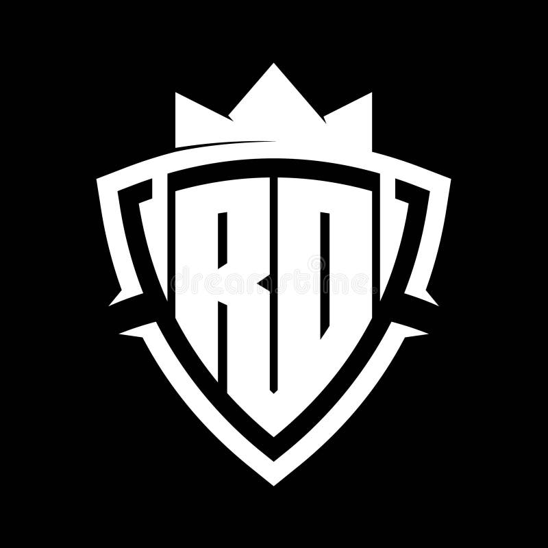 RD Letter Monogram with Triangle Curve Shield Shape with Crown White ...