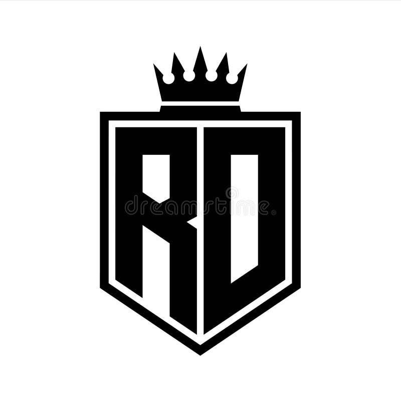 RD Logo Monogram Bold Shield Geometric Shape with Crown Outline Black ...