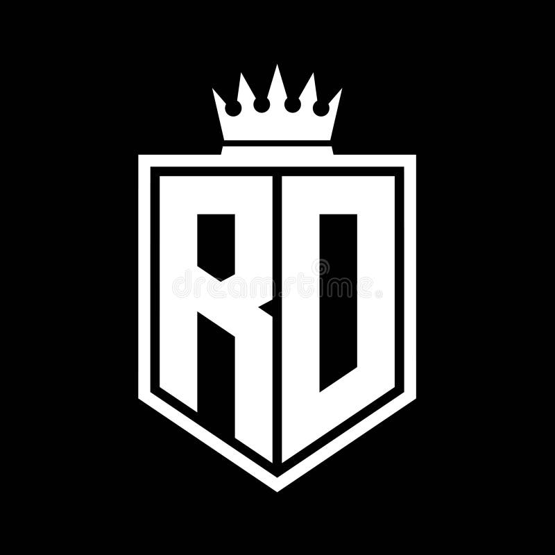 RD Logo Monogram Bold Shield Geometric Shape with Crown Outline Black ...