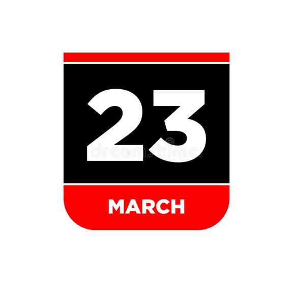 23rd March Calendar Vector Icon. 23 March Typography Stock Vector ...