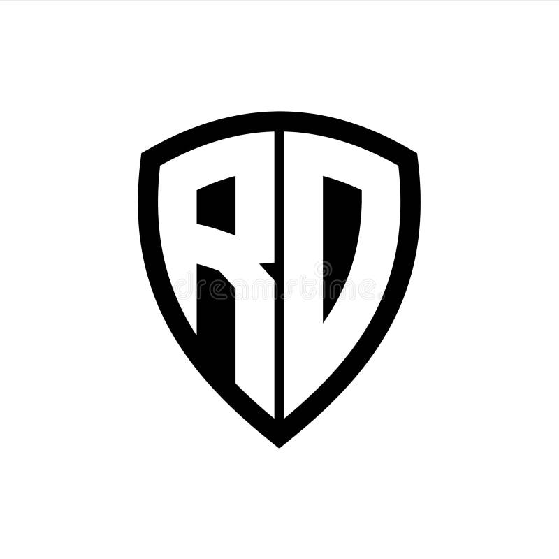 RD Monogram Logo with Bold Letters Shield Shape with Black and White ...