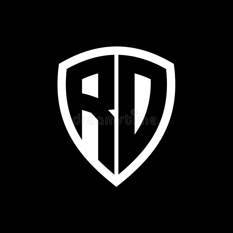 RD Monogram Logo with Bold Letters Shield Shape with Black and White ...