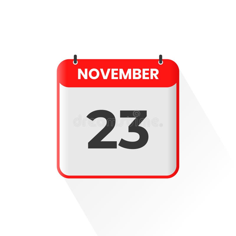 23rd November Calendar Icon. November 23 Calendar Date Month Icon ...