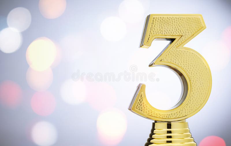 3rd Placed Runner Up Metallic Gold Trophy Stock Image - Image of reward ...